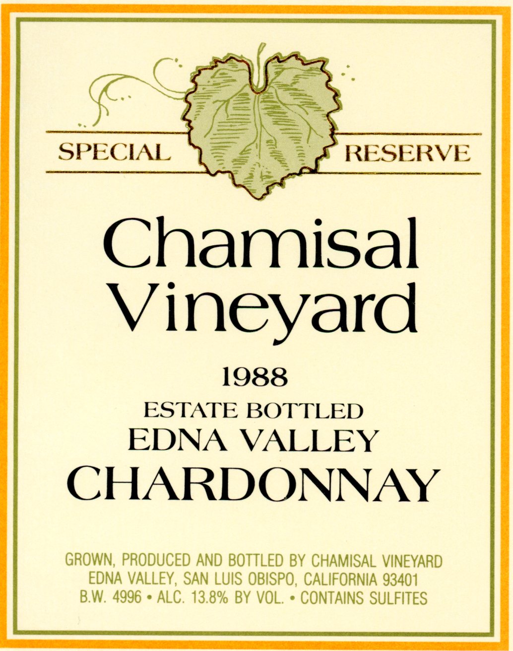 Chamisal Label Chardonnay | Wine History Project of San Luis Obispo County